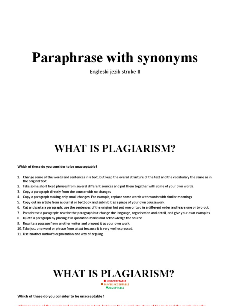 Paraphrase With Synonyms | Download Free PDF | Verb | Adverb