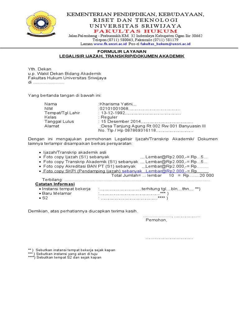 Form Legalisir Ijazah KEMDIKBUD 1 | PDF