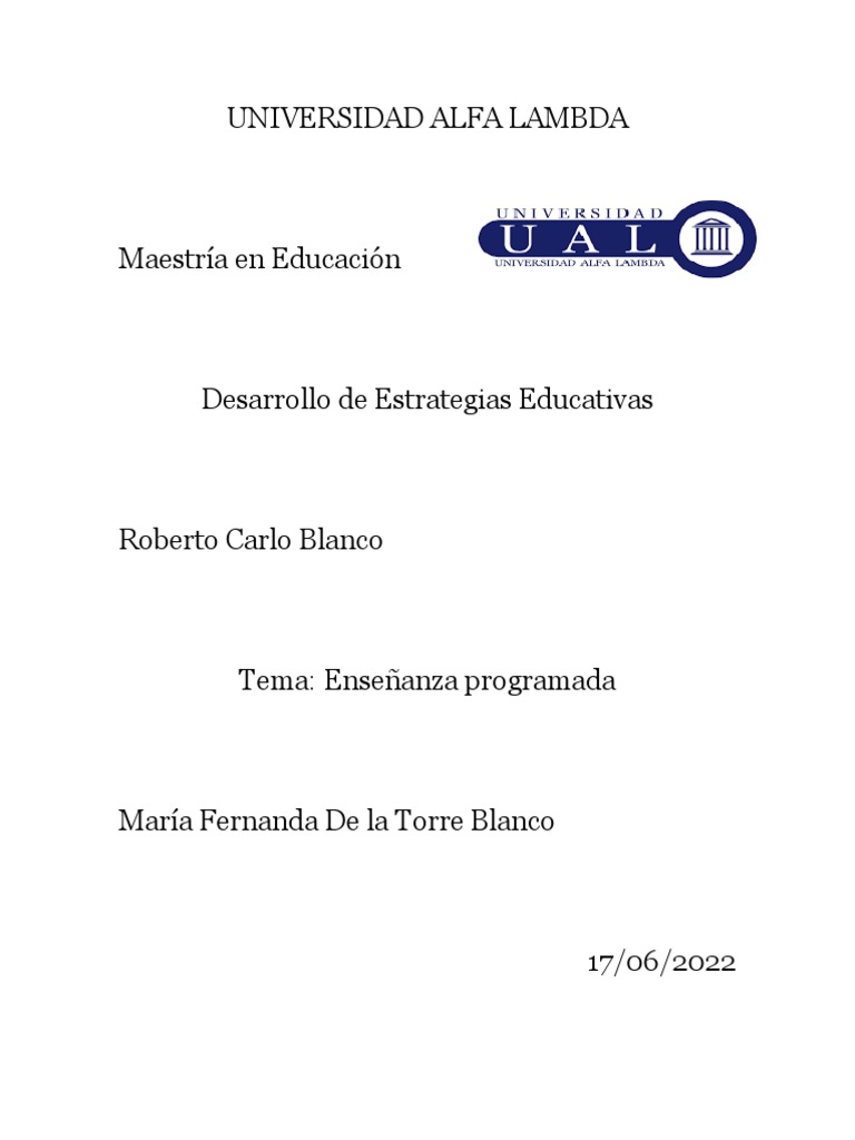 Enseñanza Programada | PDF | Aprendizaje | Método de enseñanza