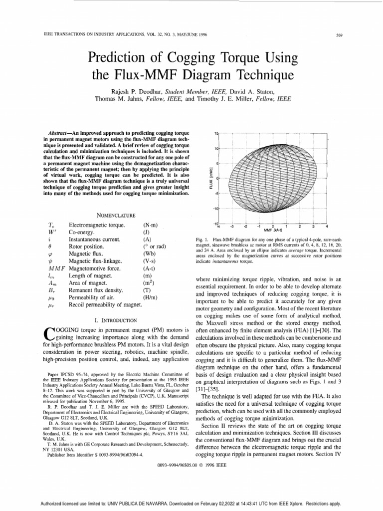 Prediction of Cogging Torque Using The Flux-MMF Diagram Technique | PDF ...