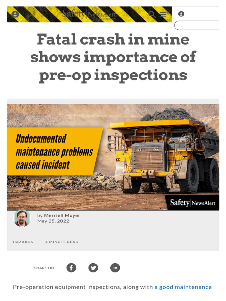 Fatal Crash in Mine Shows Importance of Pre-Op Inspections | PDF ...