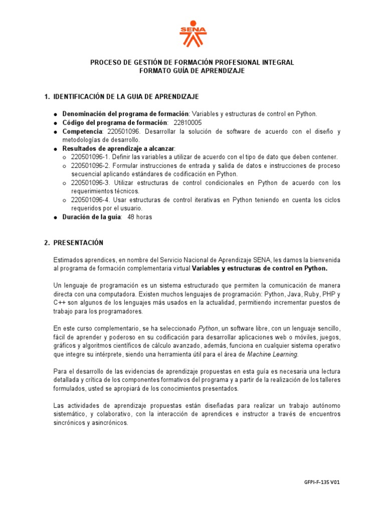 Curso Python: Variables y Control | PDF | Lenguaje de programación ...