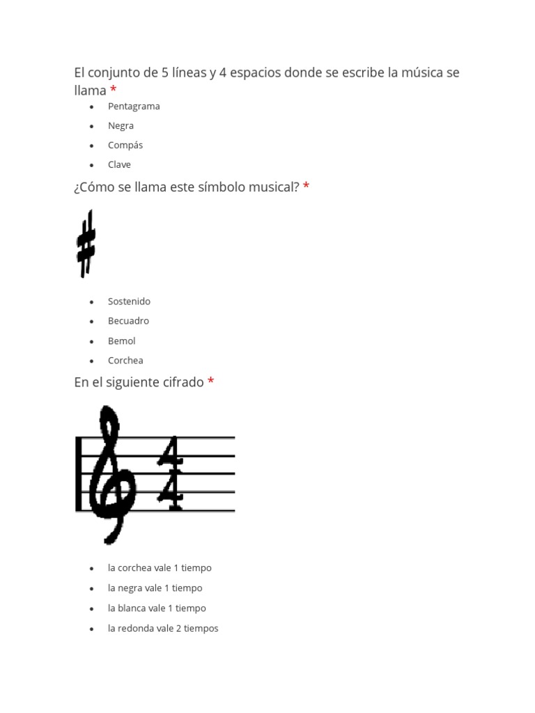 Test Básico Música | PDF