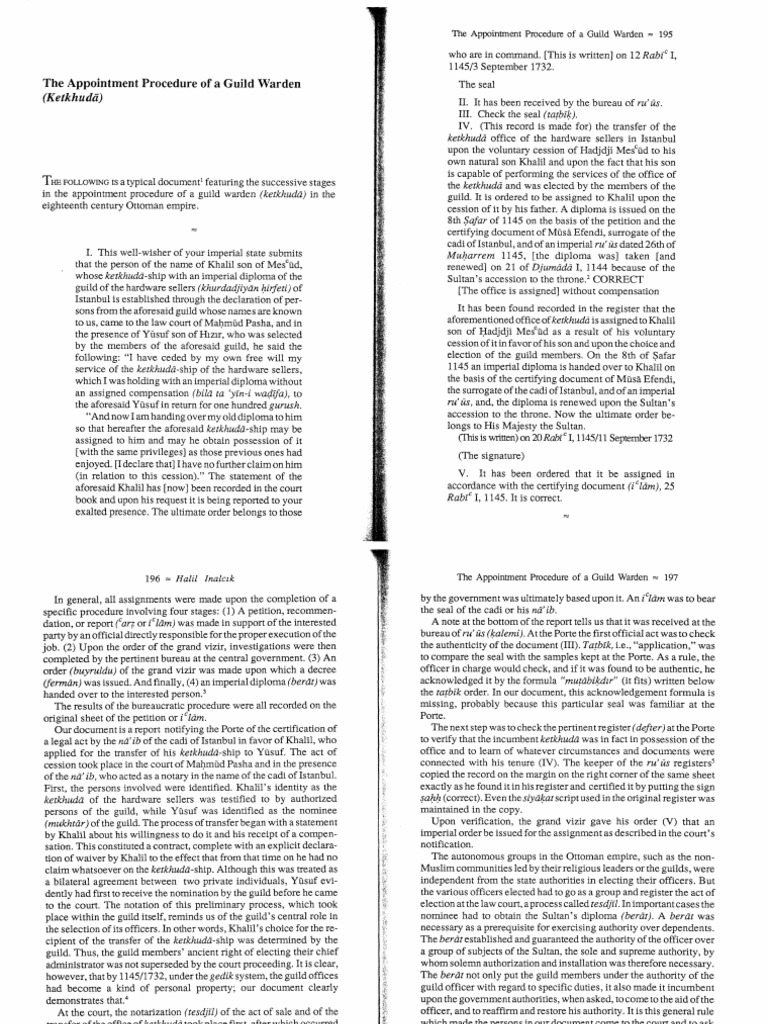 Appointment Procedure of A Guild Warden | PDF | Ottoman Empire