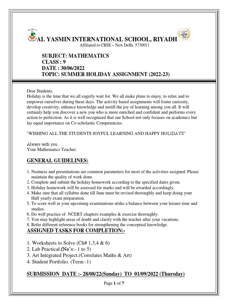 Holiday Assignments 2022 | PDF | Tissue (Biology) | Mixture