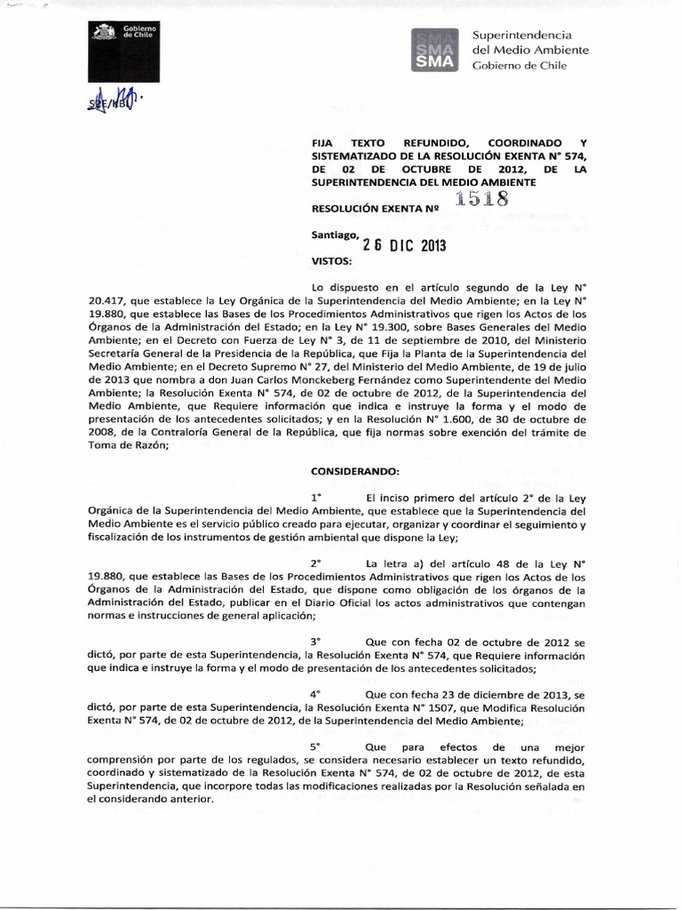 Resol Exenta N 1518 Sma | PDF