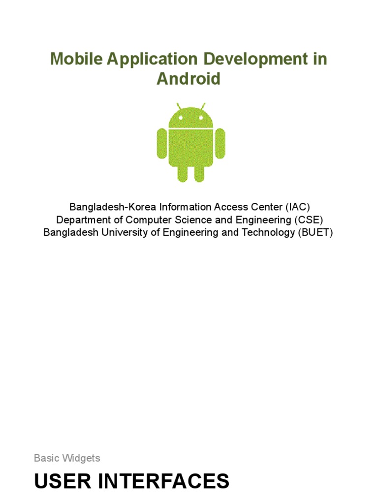 Android UI Lecture Basic Widgets | PDF | Button (Computing) | Icon (Computing)