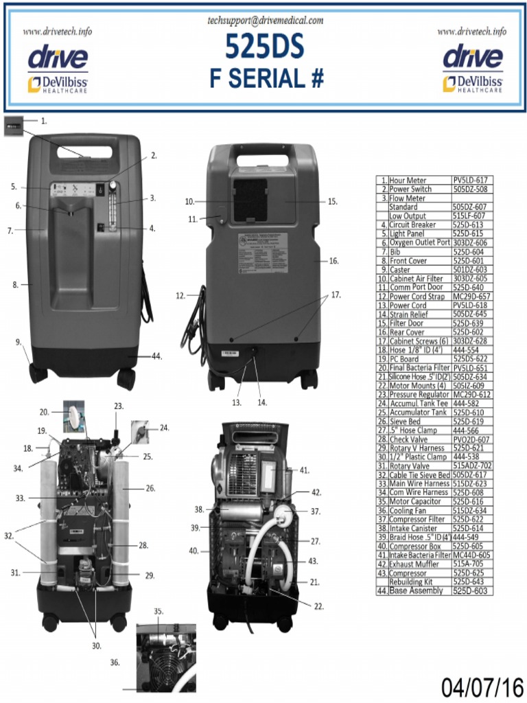 Concentrator - Devilbiss Five Liter Compact Oxygen - Parts Description ...