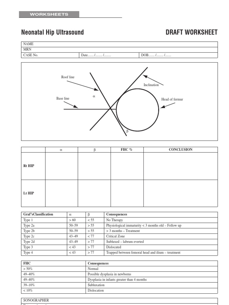 Neonatal Hip Ultrasound Draft Worksheet: Worksheets | PDF | Teaching ...