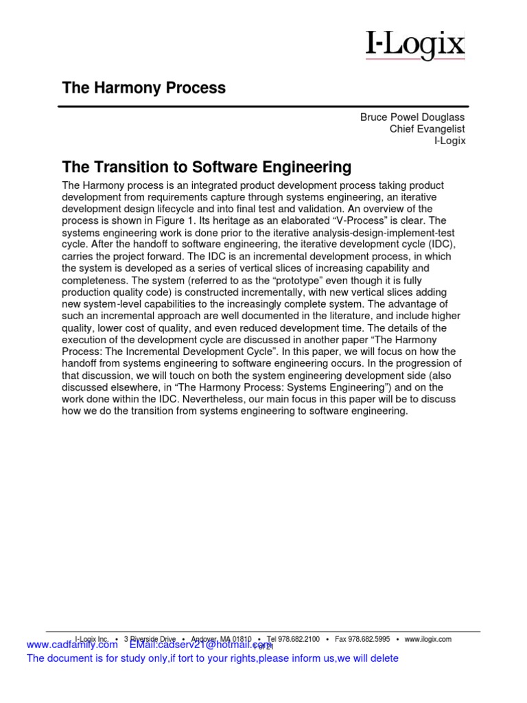 I-Logix - The Harmony Process (UML) (Bruce Powel Douglass) | PDF | Use ...