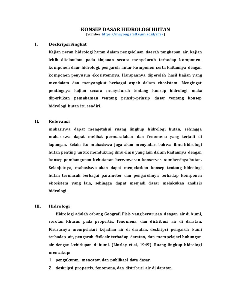 Konsep Hidrologi Hutan | PDF | Sains & Matematika