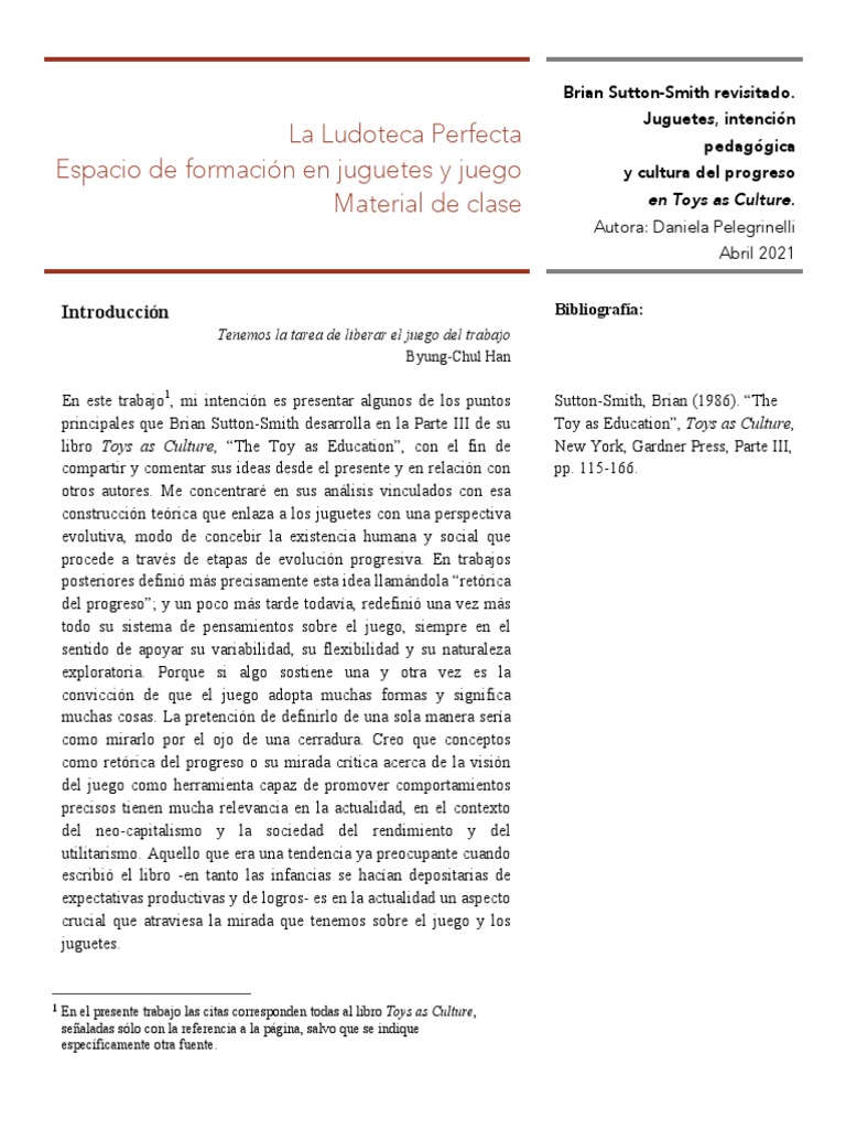 Sutton-Smith - The Rhetoric of Play As Progress | PDF | Juguetes ...