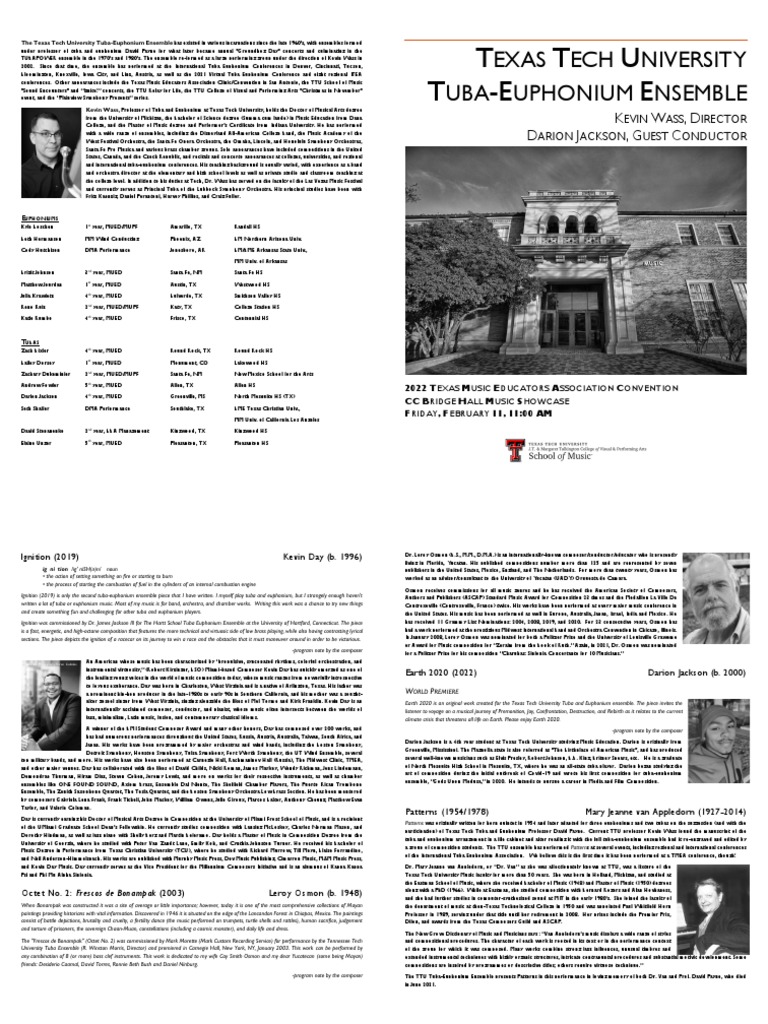 TTU Tuba-Euph TMEA Program | PDF | Orchestras | Musical Compositions