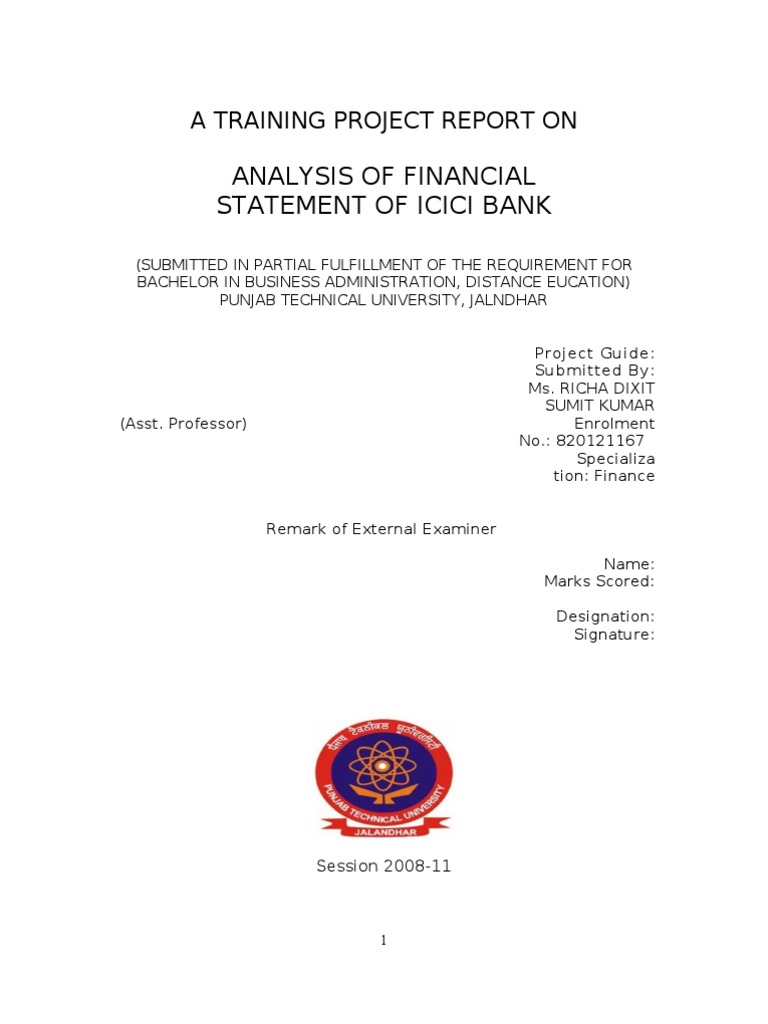 Project Report On Icici Bank | PDF | Balance Sheet | Banks