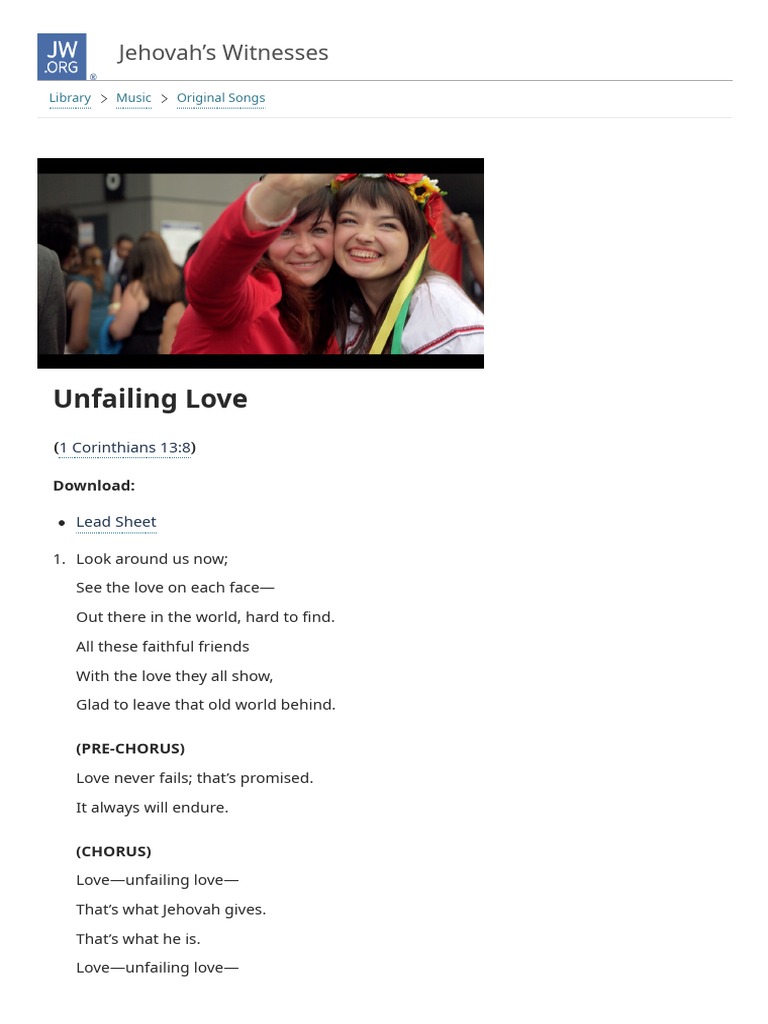 Unfailing Love - JW - ORG Original Song - Lyrics | PDF