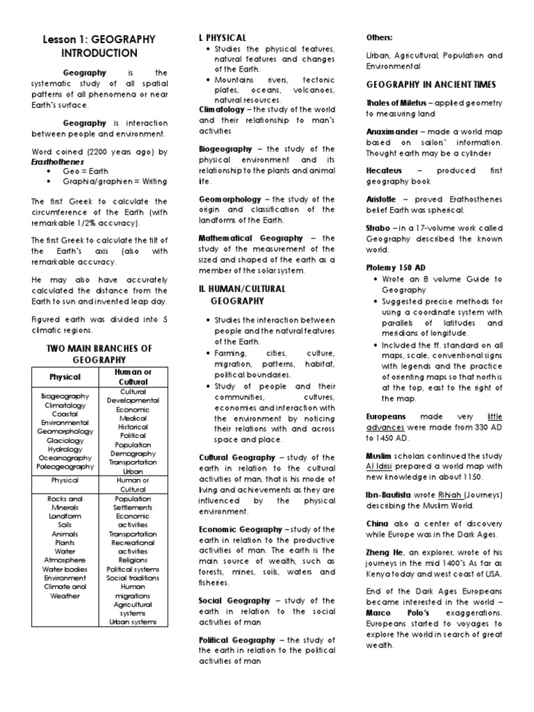 Geography Lesson 1 3 | PDF | Geography | Earth