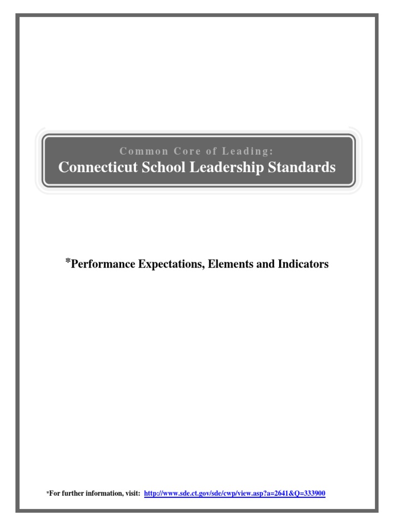 Common Core of Leading - Connecticut School Leadership Standards | PDF ...