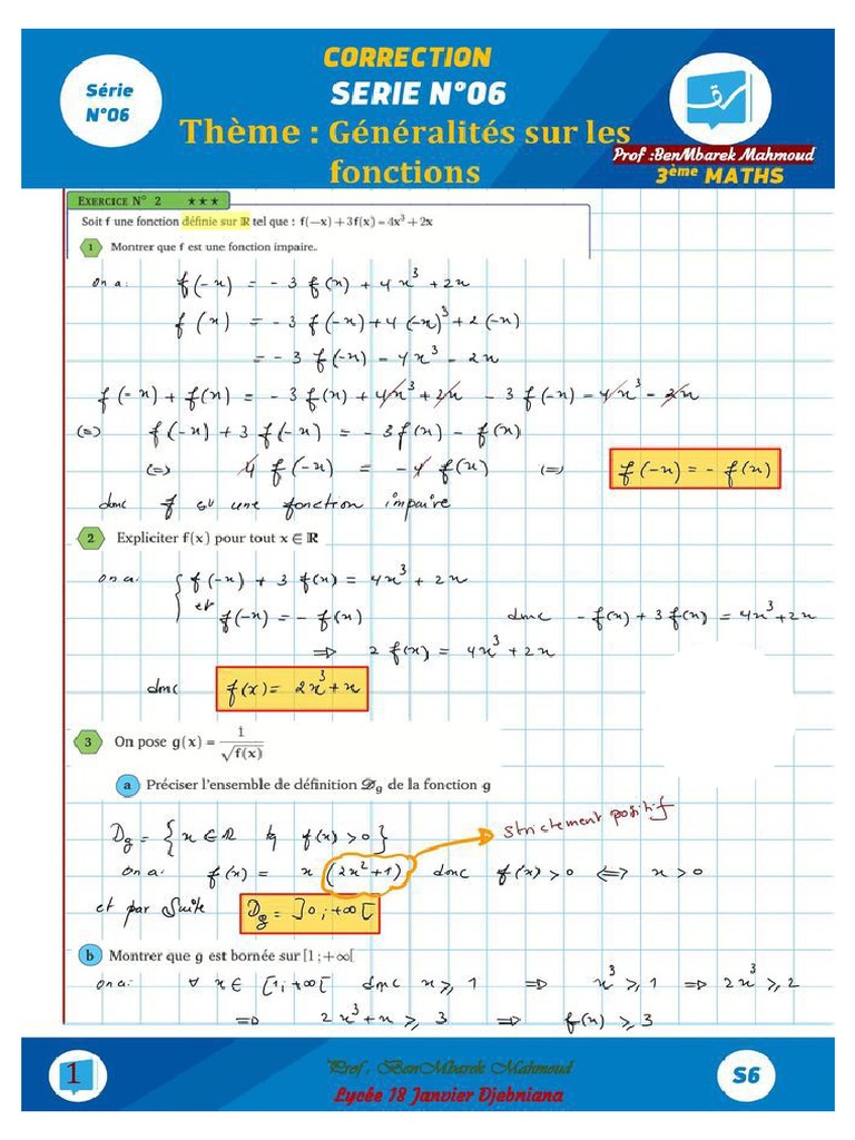 Serie Math Generalite Sur Les Fonction Taki Academy | PDF