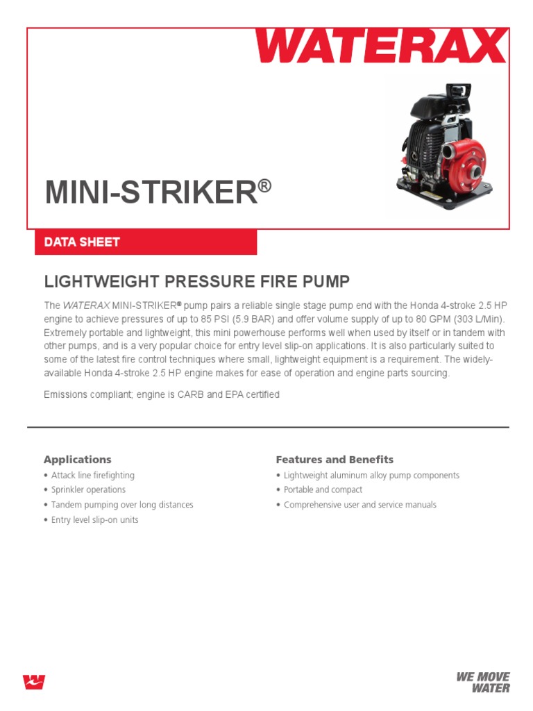 Mini Striker Data Sheet | PDF | Gasoline | Pump
