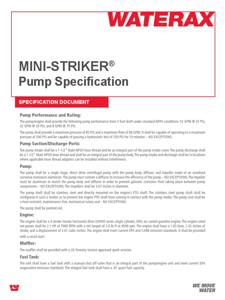 MINI-STRIKER Specification Document | PDF | Pump | Engines