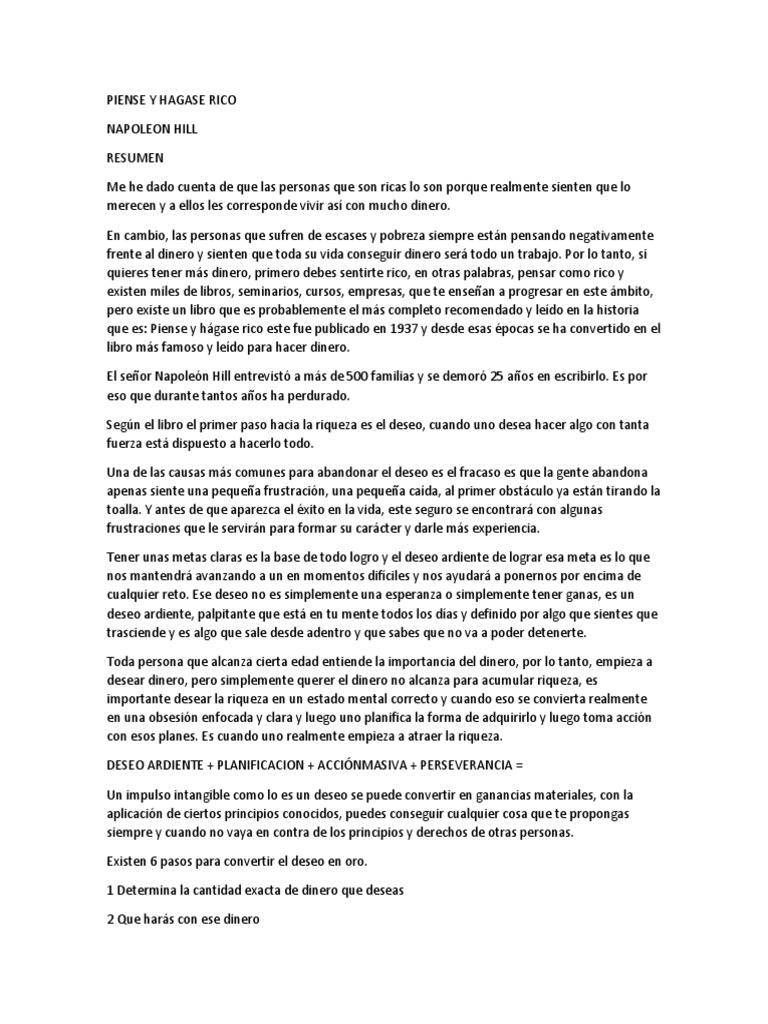 Piense y Hagase Rico Rylc | PDF