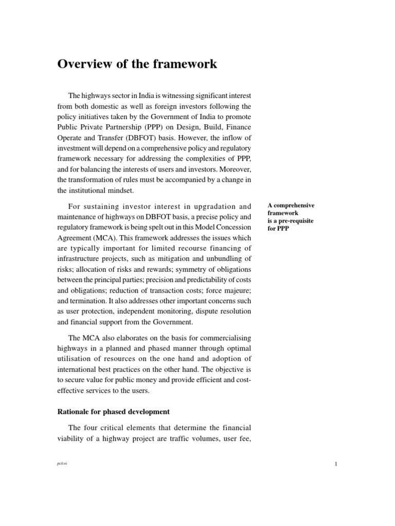Model Concession Agreement For PPP in National Highways | PDF | Public ...