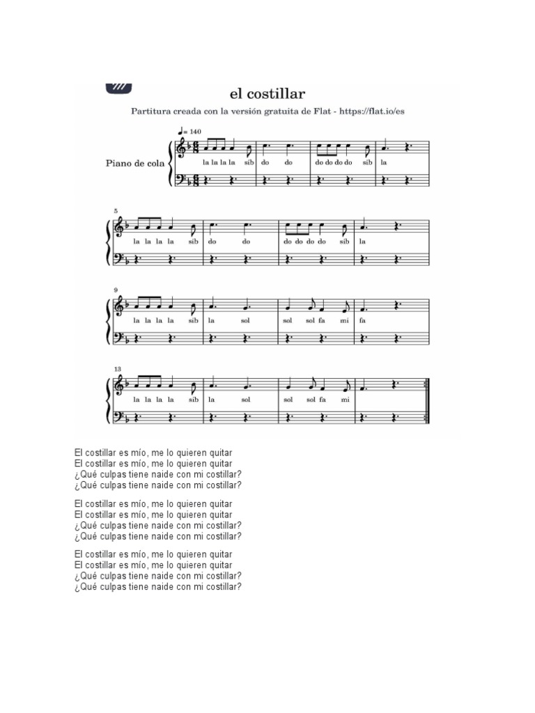 El Costillar - Letra y Notas | PDF