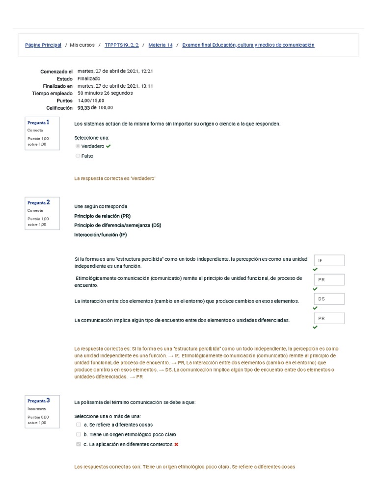 Examen Final Educación, Cultura y Medios de Comunicación - Revisión Del ...
