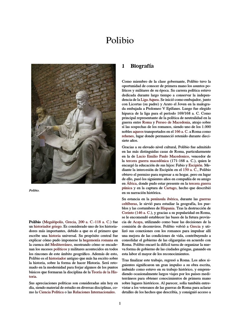 Polibio: El Historiador de Roma | PDF | Ciencias sociales | Historia