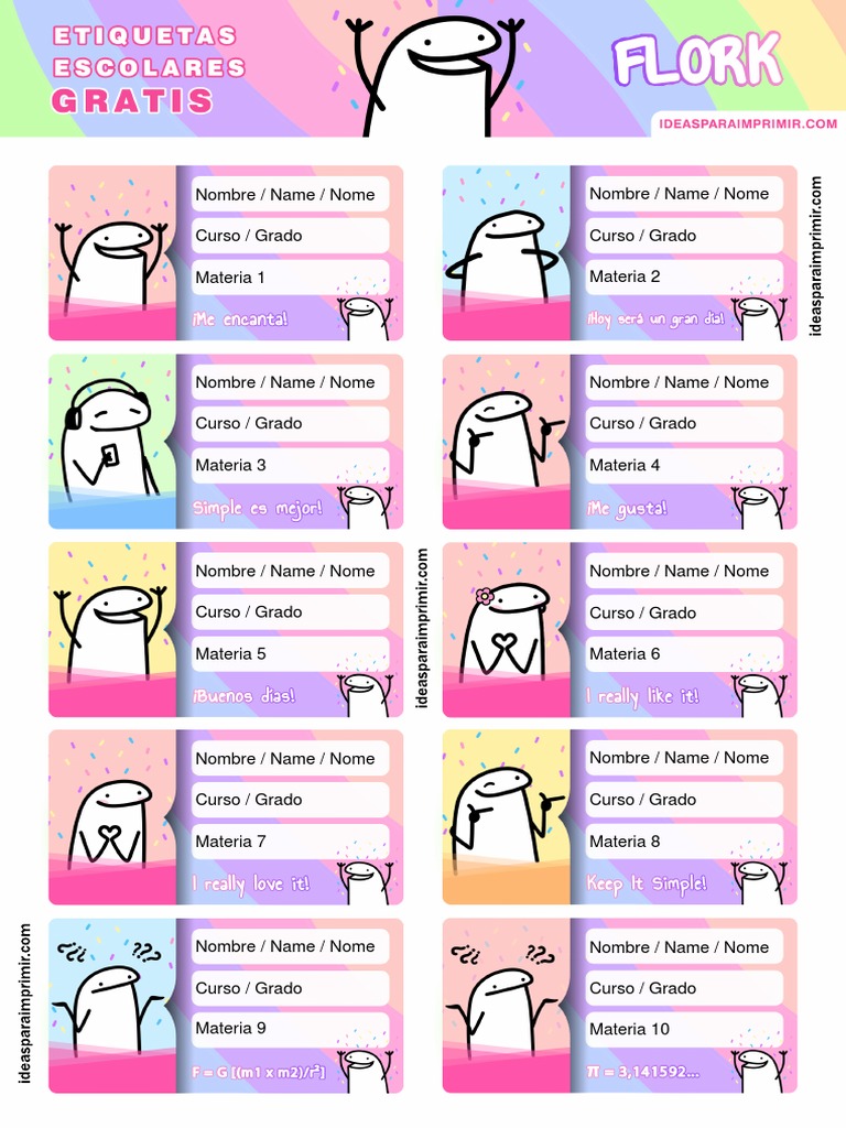 Etiquetas Escolares Flork Editables Gratis | PDF Etiquetas Escolares Flork Editables Gratis | PDF
