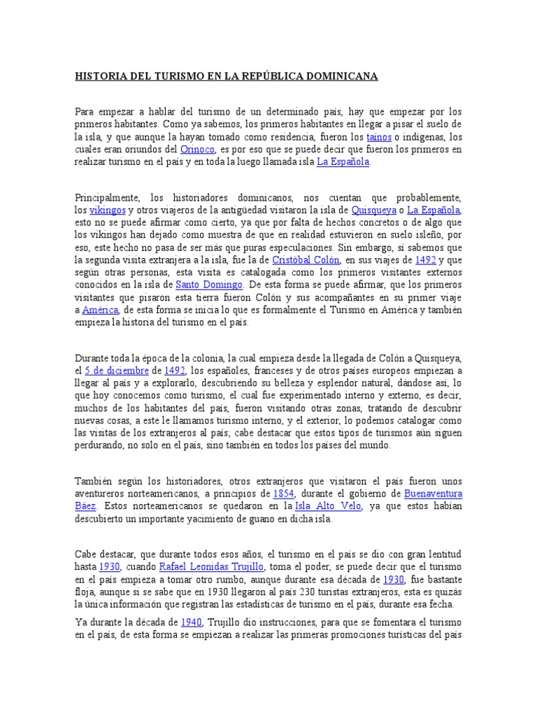 Historia Del Turismo en La República Dominicana | PDF | República ...