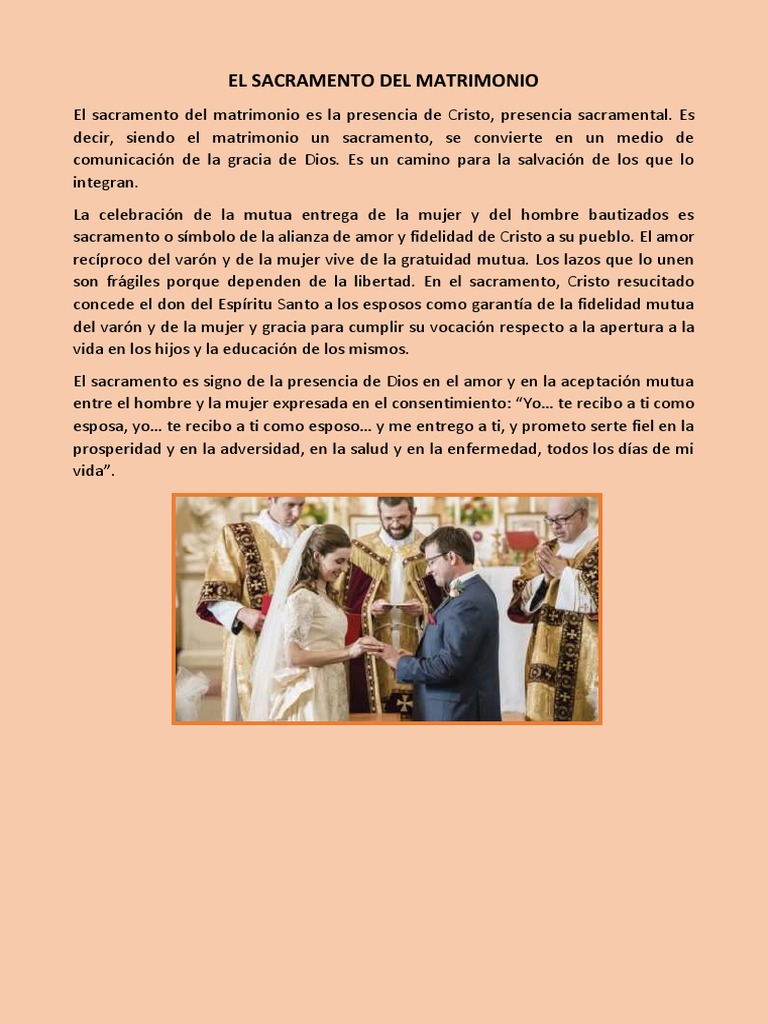 El Sacramento Del Matrimonio | PDF