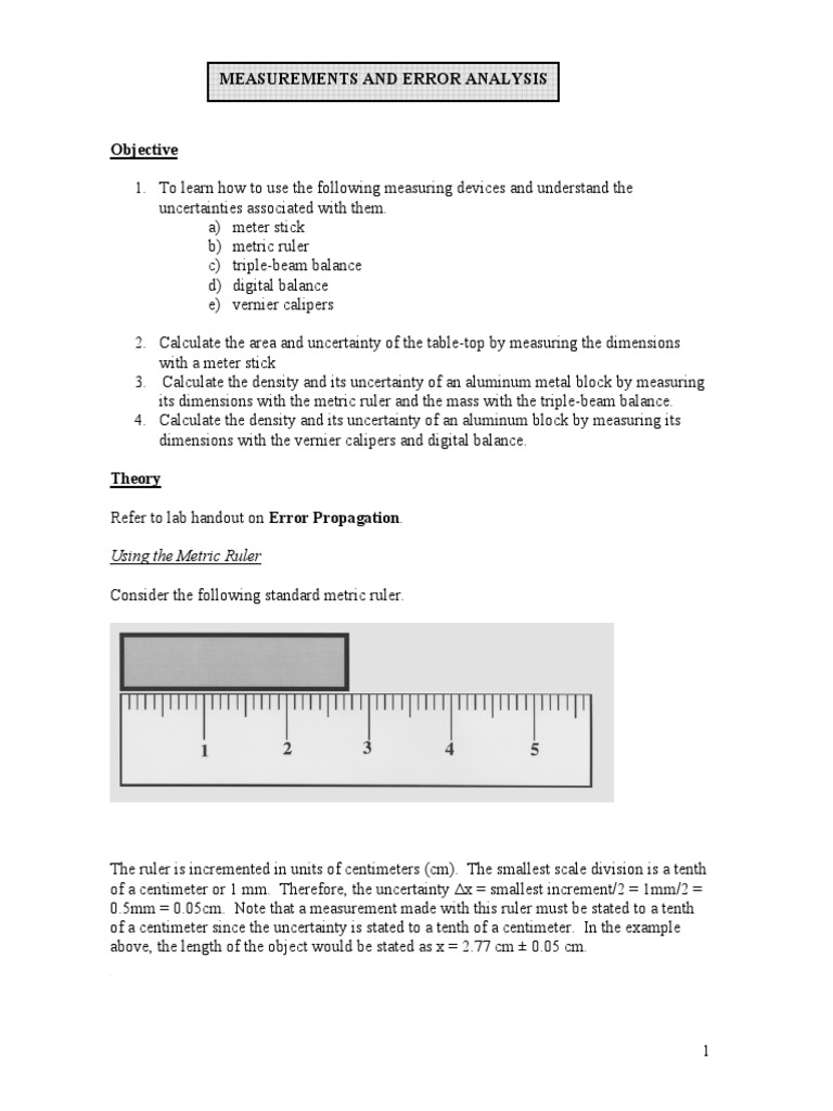 Lab Measurementsand Error Analy Pdf Density Measurement
