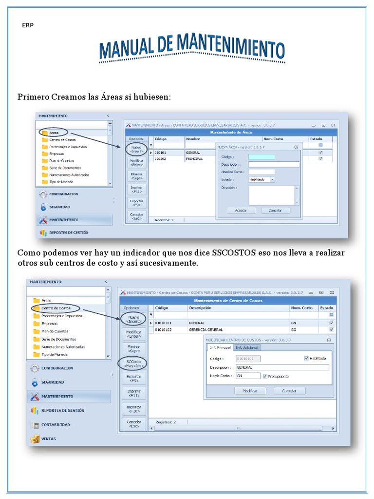 Manual - Mantenimiento Erp | PDF