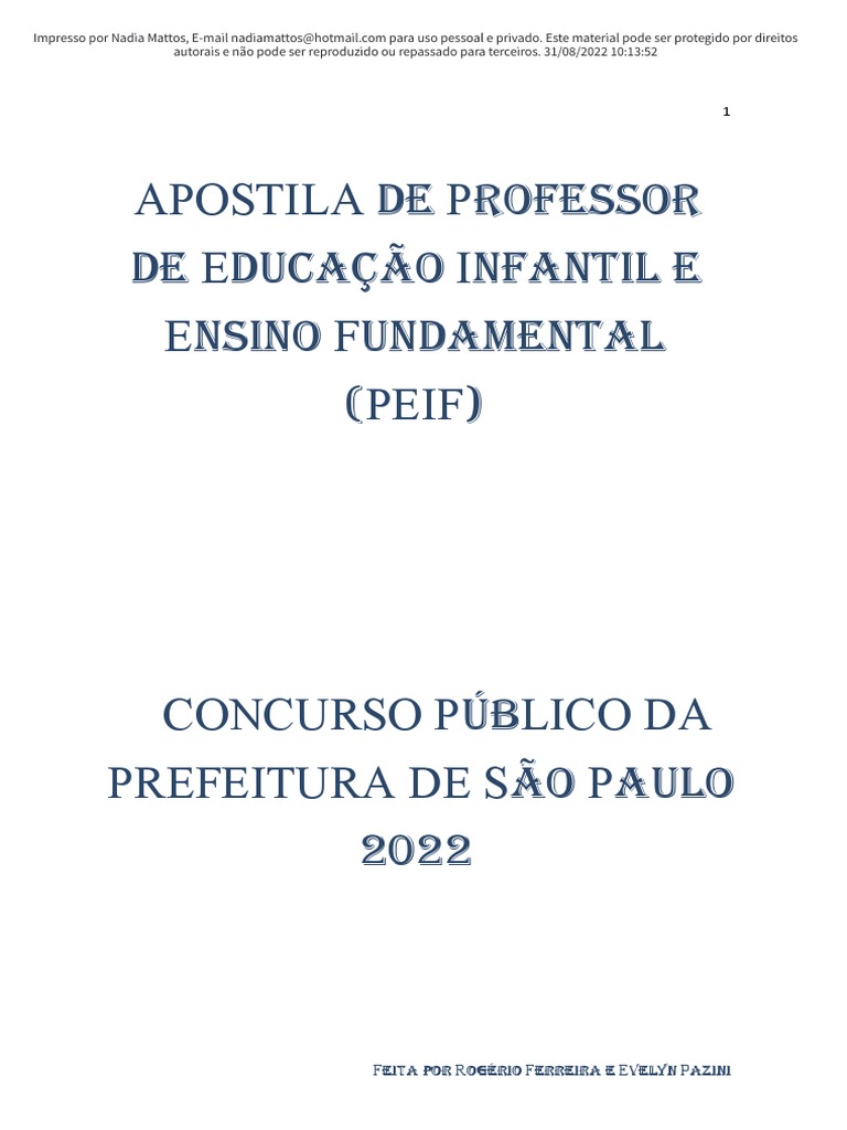 Apostila PEIF | PDF | Sociologia | Educação Especial