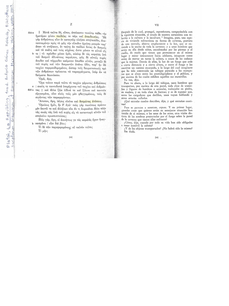 Platón Alegoría De La Caverna Scriptorum Pdf
