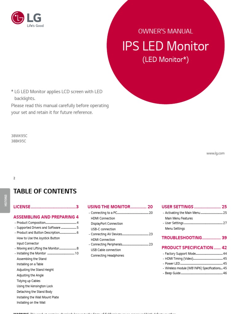 38wk95c 38bk95c Eng Us | PDF | Hdmi | Usb