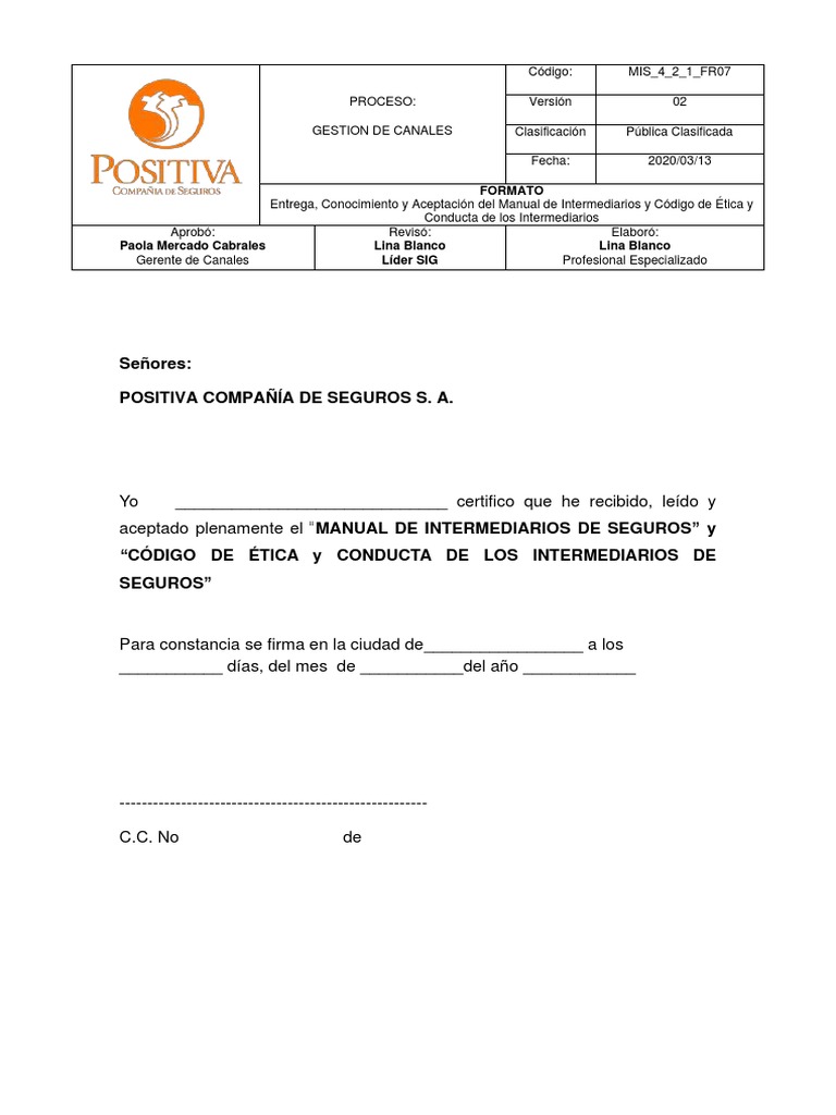 Mis-4-2-1-Fr02 Formato de Compromiso y Declaración de Conflicto de Intereses | PDF