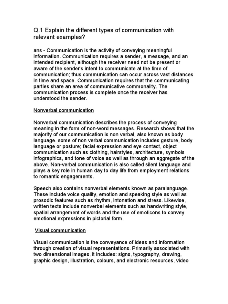Q.1 Explain The Different Types of Communication With Relevant Examples ...