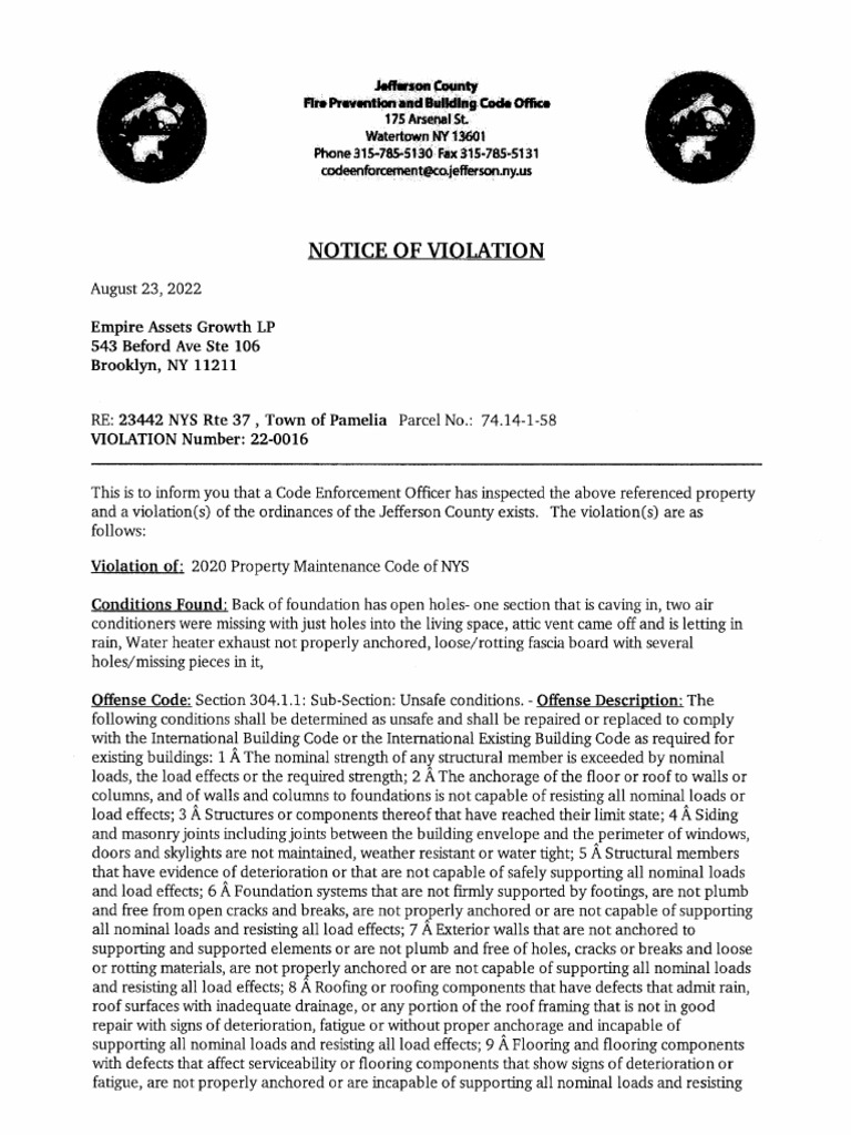 Hotis Notice of Violation | PDF