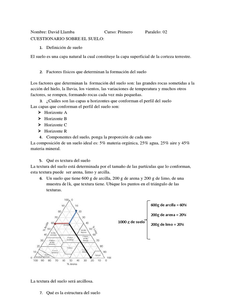 Cuestionario sobre el Suelo: Definiciones y Factores | PDF | Suelo ...