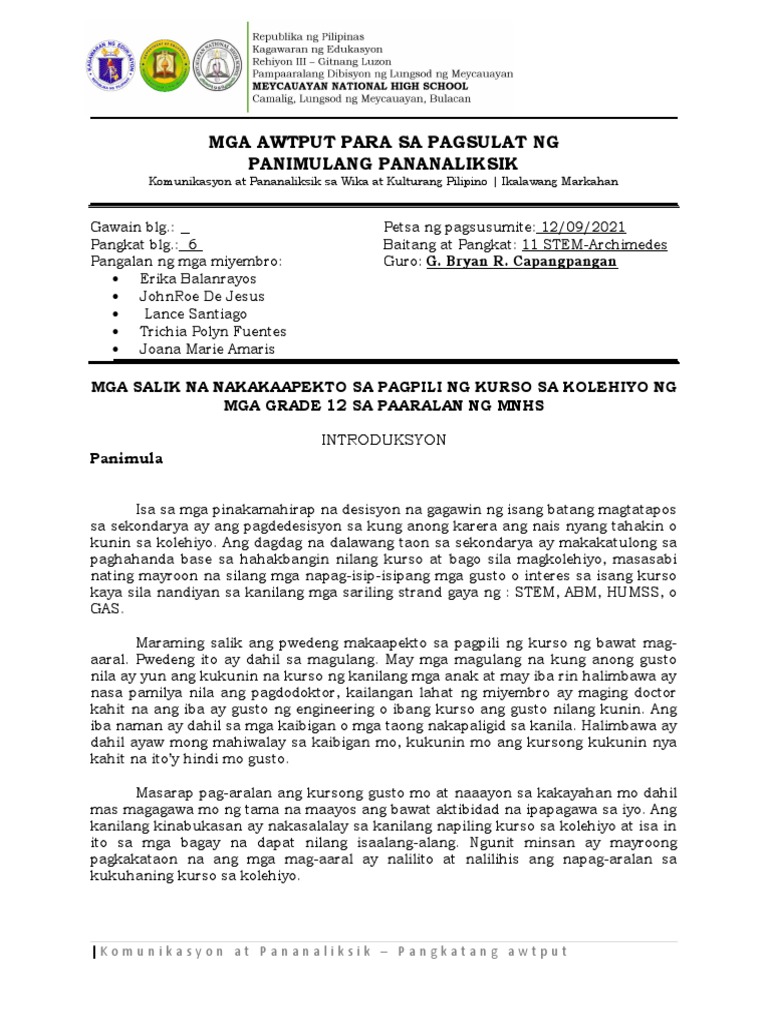 Gawain 1 Pagsusuri NG Abstrak | PDF