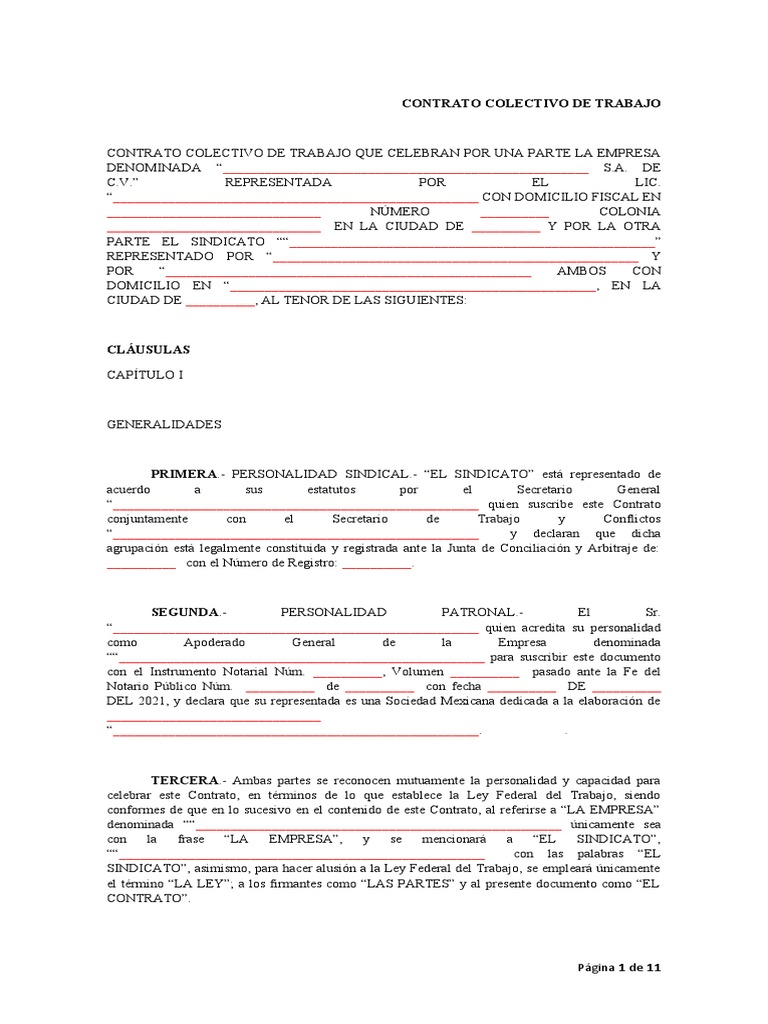 Contrato Colectivo de Trabajo | PDF | Sindicato | Salario
