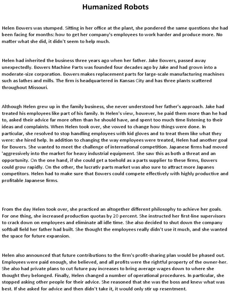 Case Study Humanized Robots | PDF | Employment | Turnover (Employment)