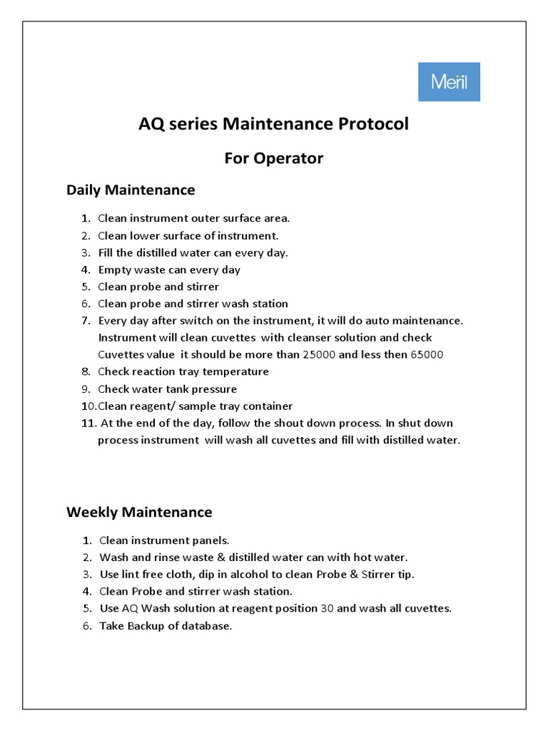 AQ Series PM and User Maintenance Protocol | PDF | Water | Water Heating