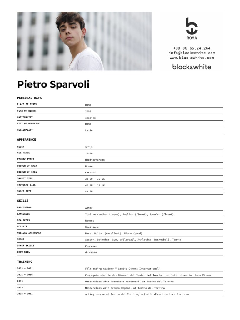 Pietro Sparvoli: Actor Profile and Stats | PDF | Games & Activities