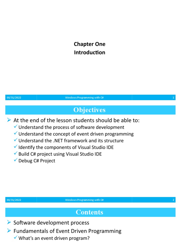 Chapter 1 | PDF | Microsoft Visual Studio | C Sharp (Programming Language)