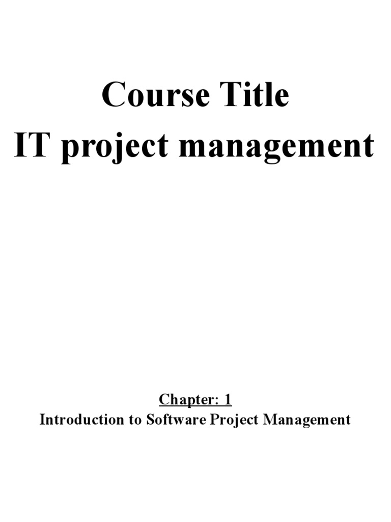 IT Project Managment Chapter 1 | PDF | Project Management | Business