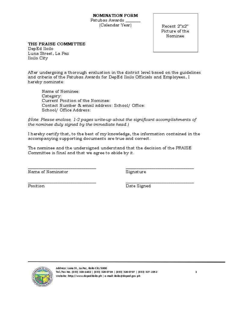 Nomination Form | PDF | Academic Degree | Innovation