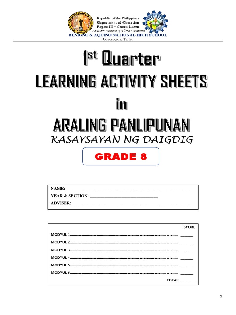 1st QT - Learning Activity Sheet AP8 | PDF